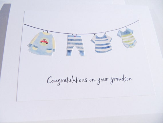 Pregnancy Reveal New Grandson Pregnancy Announcement Grandson Card for ...