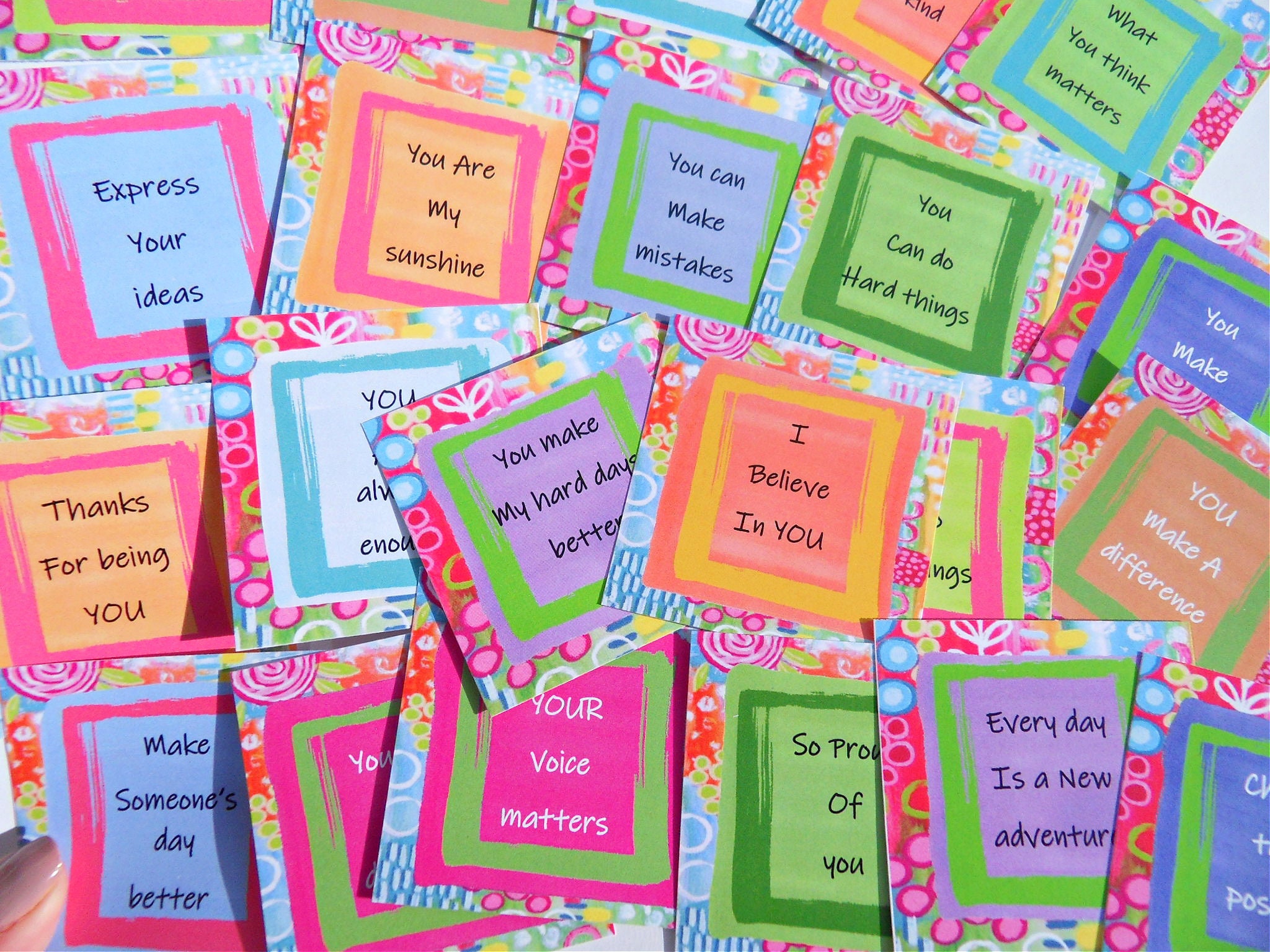 Colorful Mini Encouragement Cards, 24 Positivity Affirmation Cards ...
