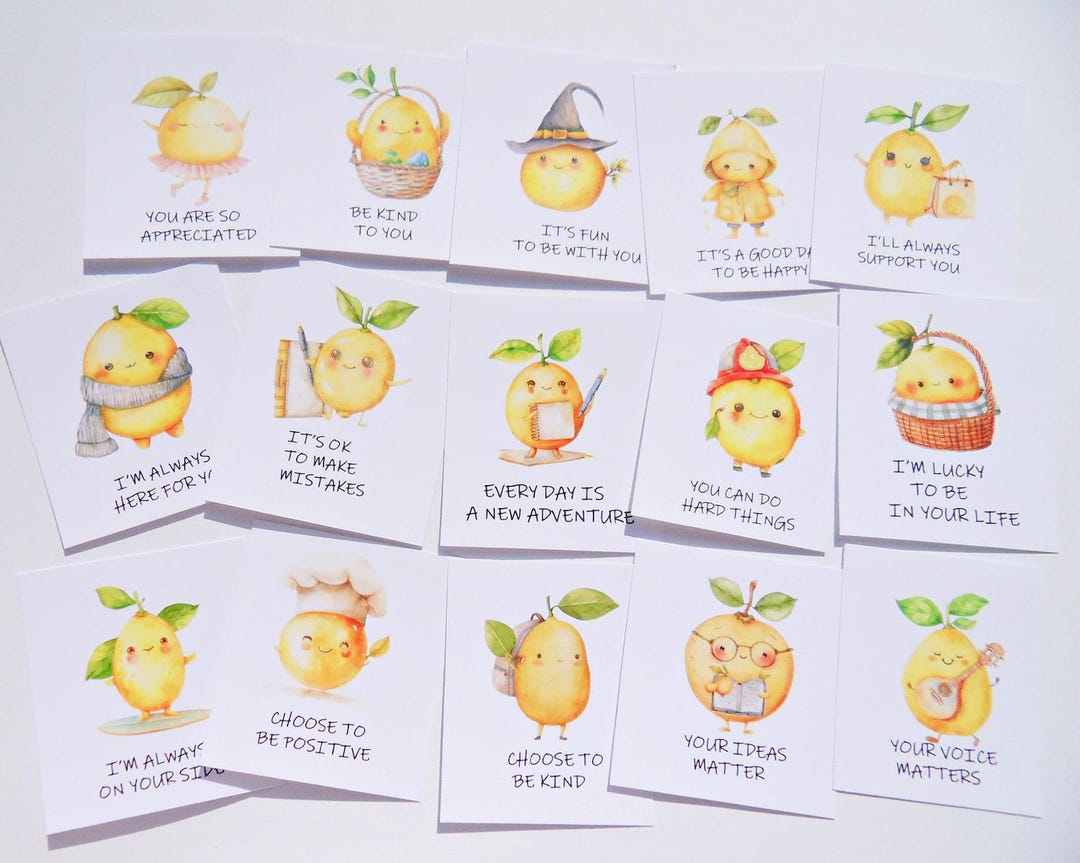 Printable Mini Positivity Cards, 30 Small Encouragement Cards, Birthday ...
