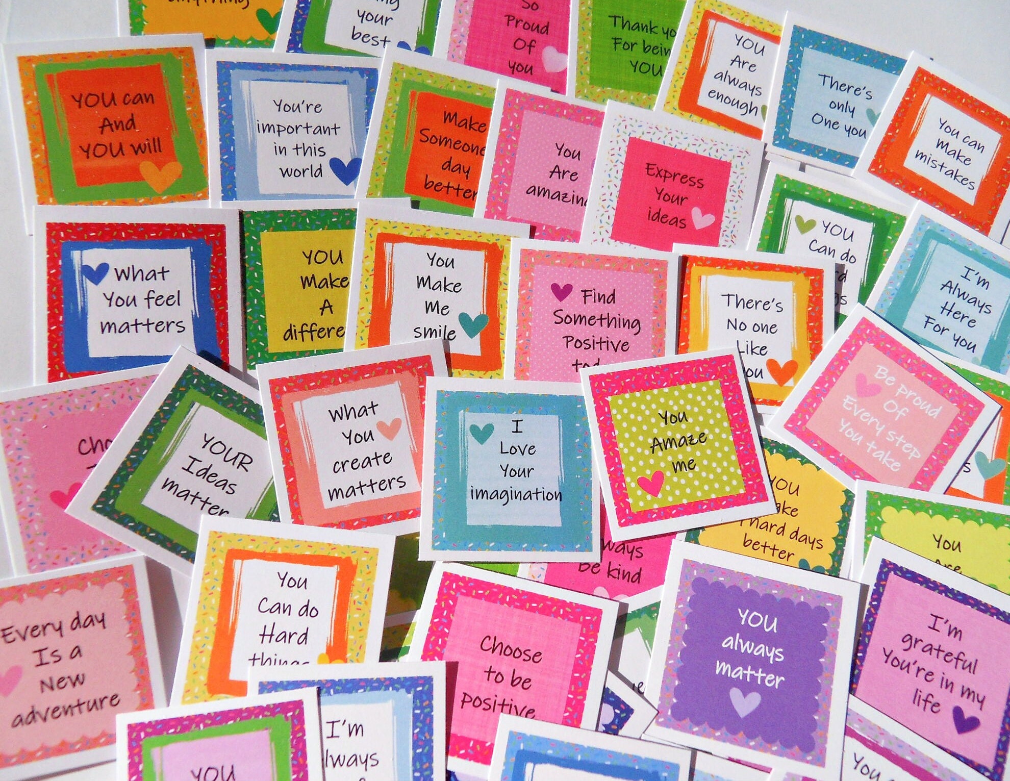 Printable Mini Encouragement Cards, 45 Affirmation Cards, Compliment ...