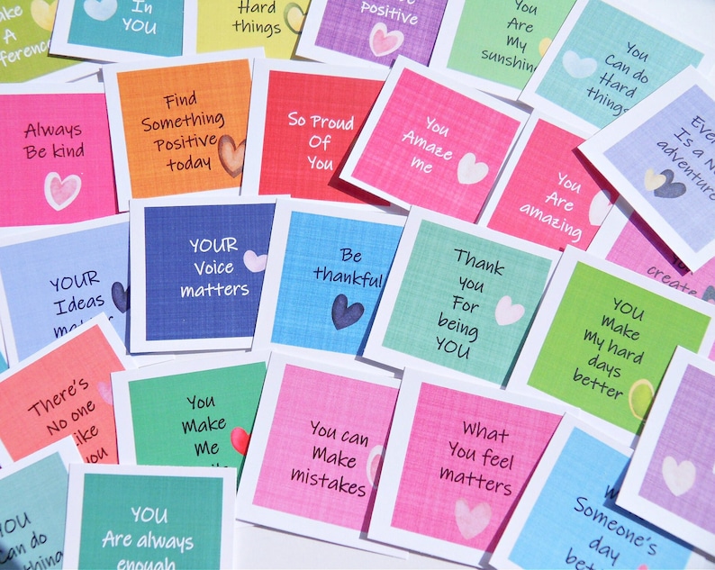 Printable Mini Encouragement Cards, 30 Positive Affirmation Cards ...