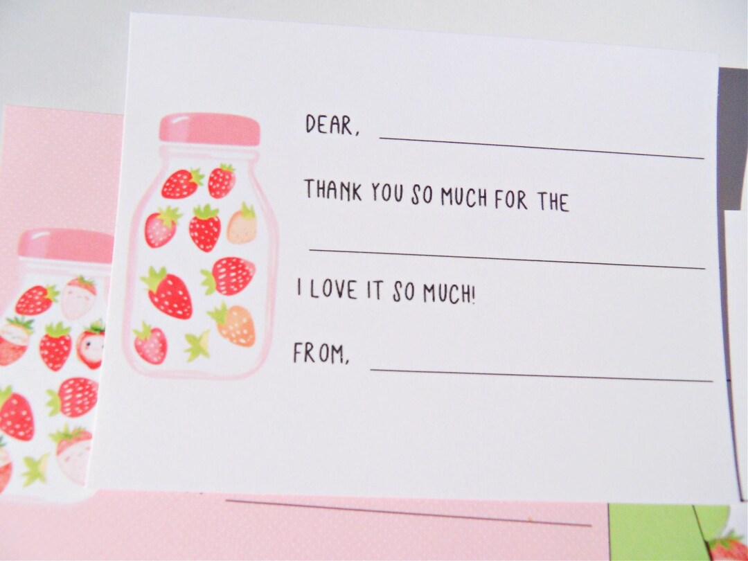 Kids Thank You Cards - Printable - Fill in the Blank Thank You Note ...