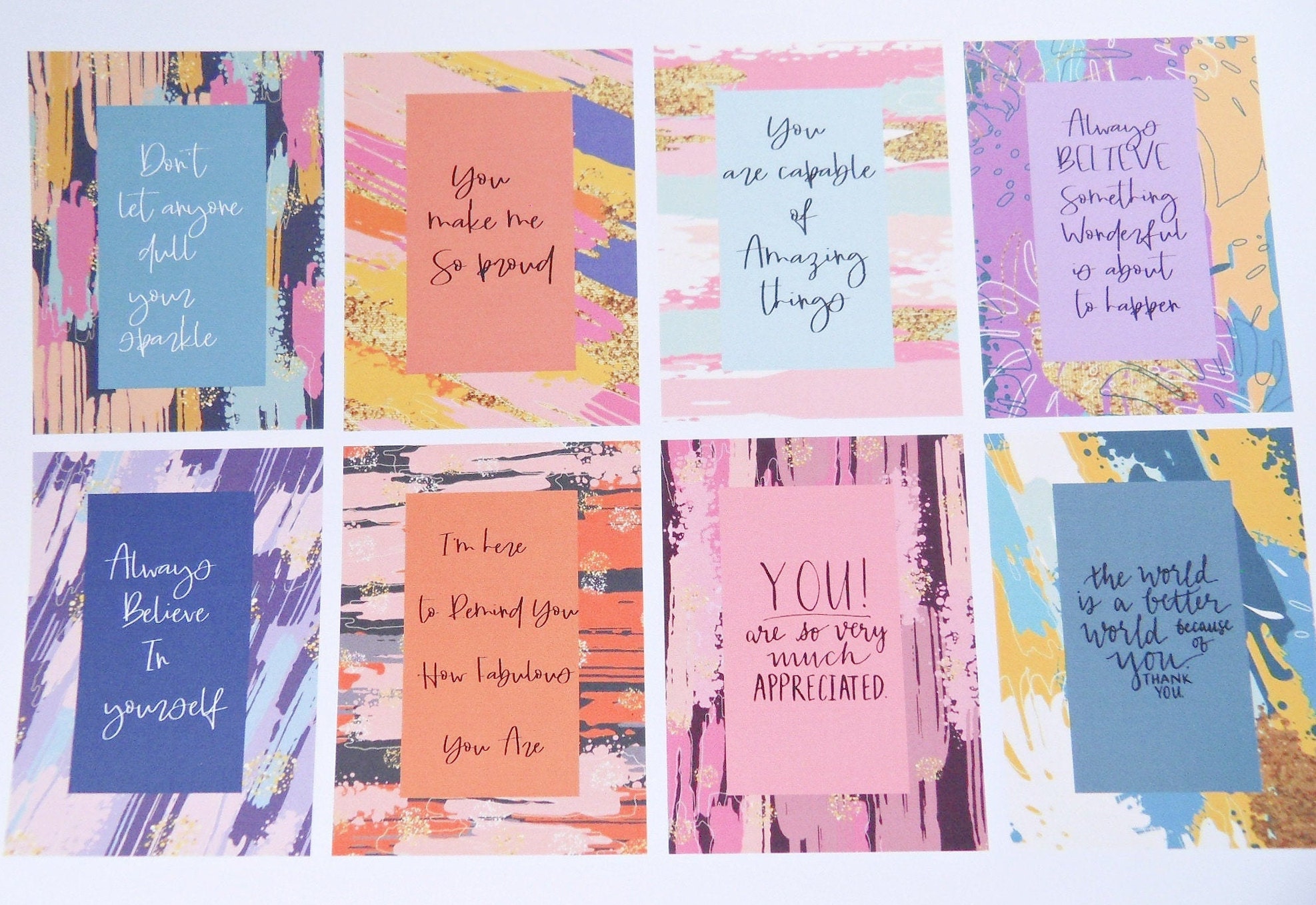 Printable Encouragement Cards, 8 Positivity Affirmation Cards, Positive ...