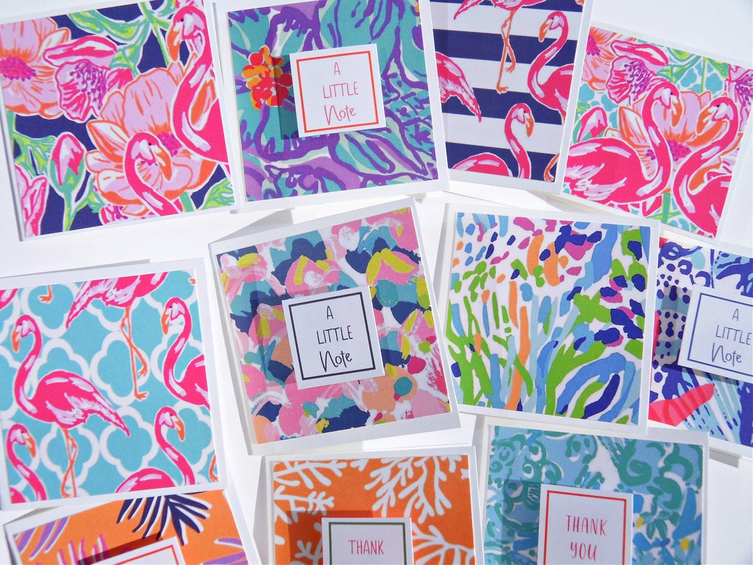 Tropical Floral Cards | 10 Cards | Small Flamingo Nautical Notecards ...