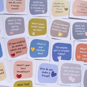 Printable Kids Conversation Starter Cards, 60 Mini Encouragement Cards ...