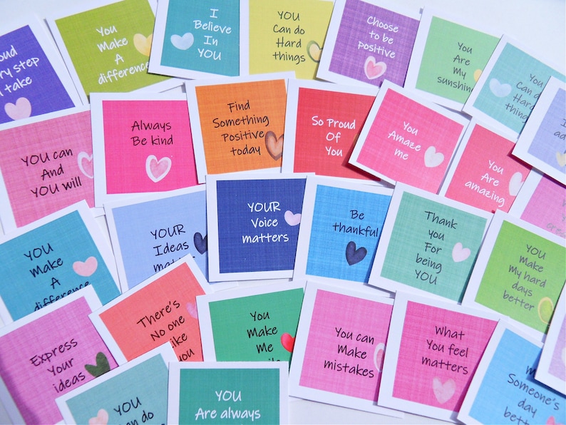 Printable Mini Encouragement Cards, 30 Positive Affirmation Cards ...