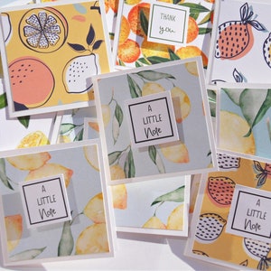 10 Mini Citrus Cards, Lemon Lime Gift Cards, Small Cards, Cute Cards ...