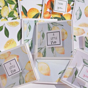 10 Mini Citrus Cards, Lemon Lime Gift Cards, Small Cards, Cute Cards ...