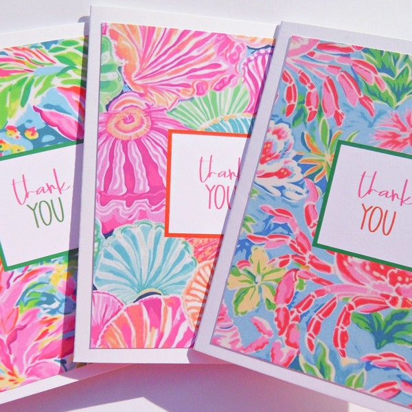 Preppy Thank You Card - Etsy