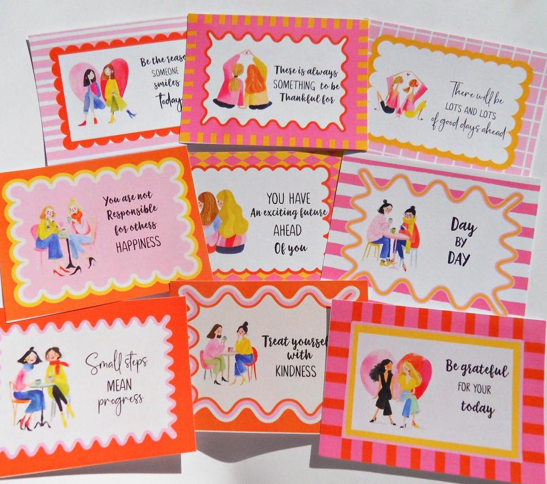 Women Encouragement Support Cards, 12 Small Friendship Cards, Mental ...