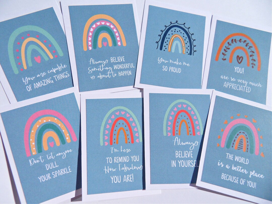 Rainbow Positivity Cards, 8 Cards, Encouragement Cards, Mindfulness ...