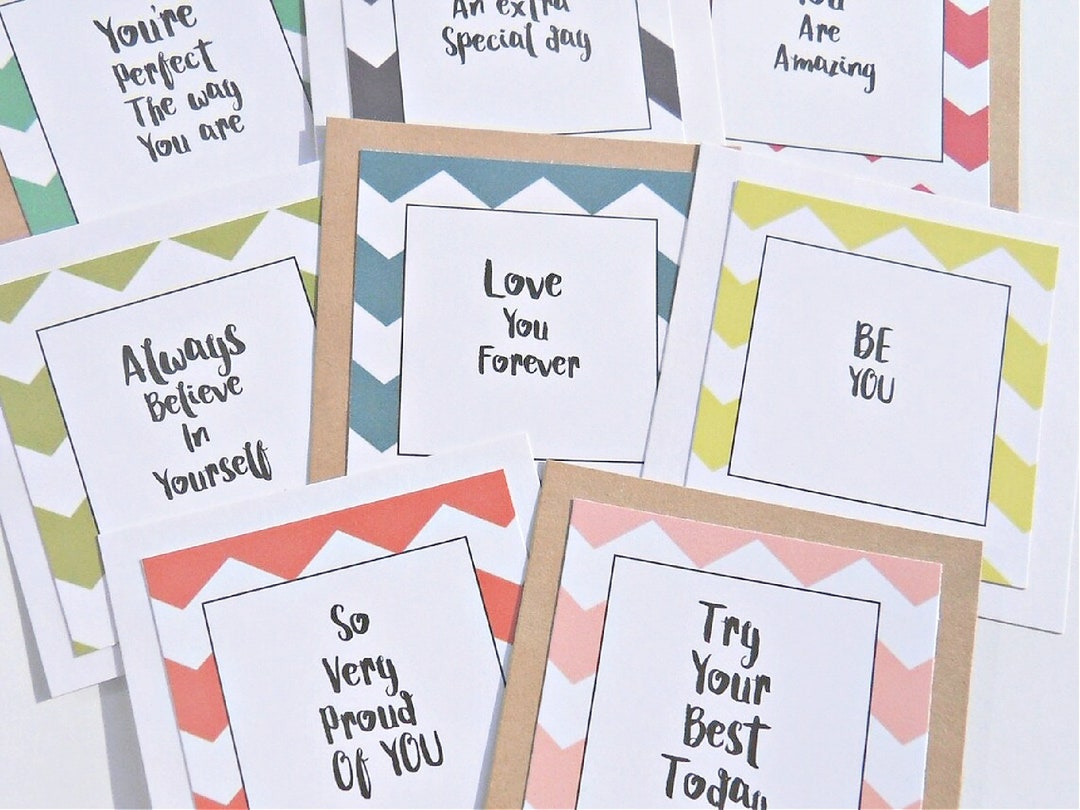Encouragement Cards, 8 Lunch Box Cards, Be Positive Cards, Lunch Box ...