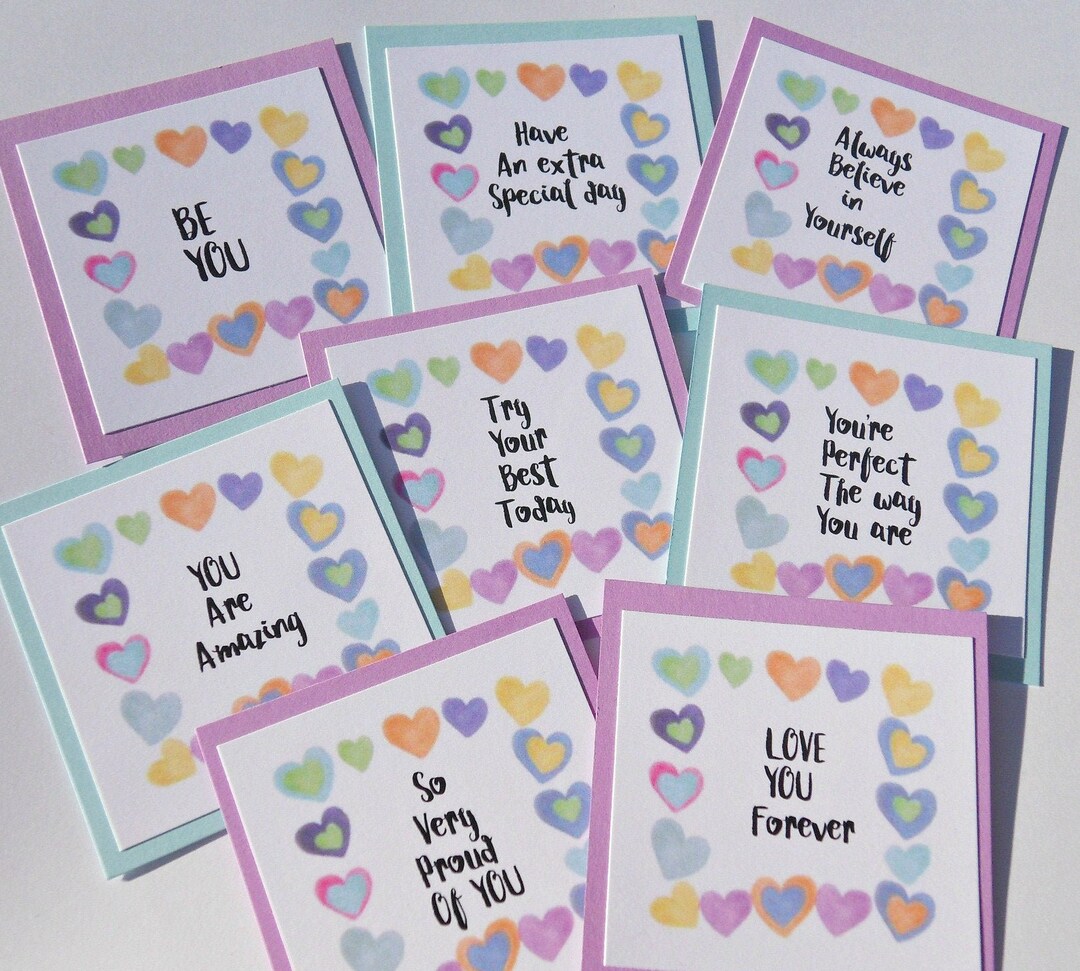 Lunch Box Cards, 8 Mini Love Notes, Encouragement Cards, Be Positive ...