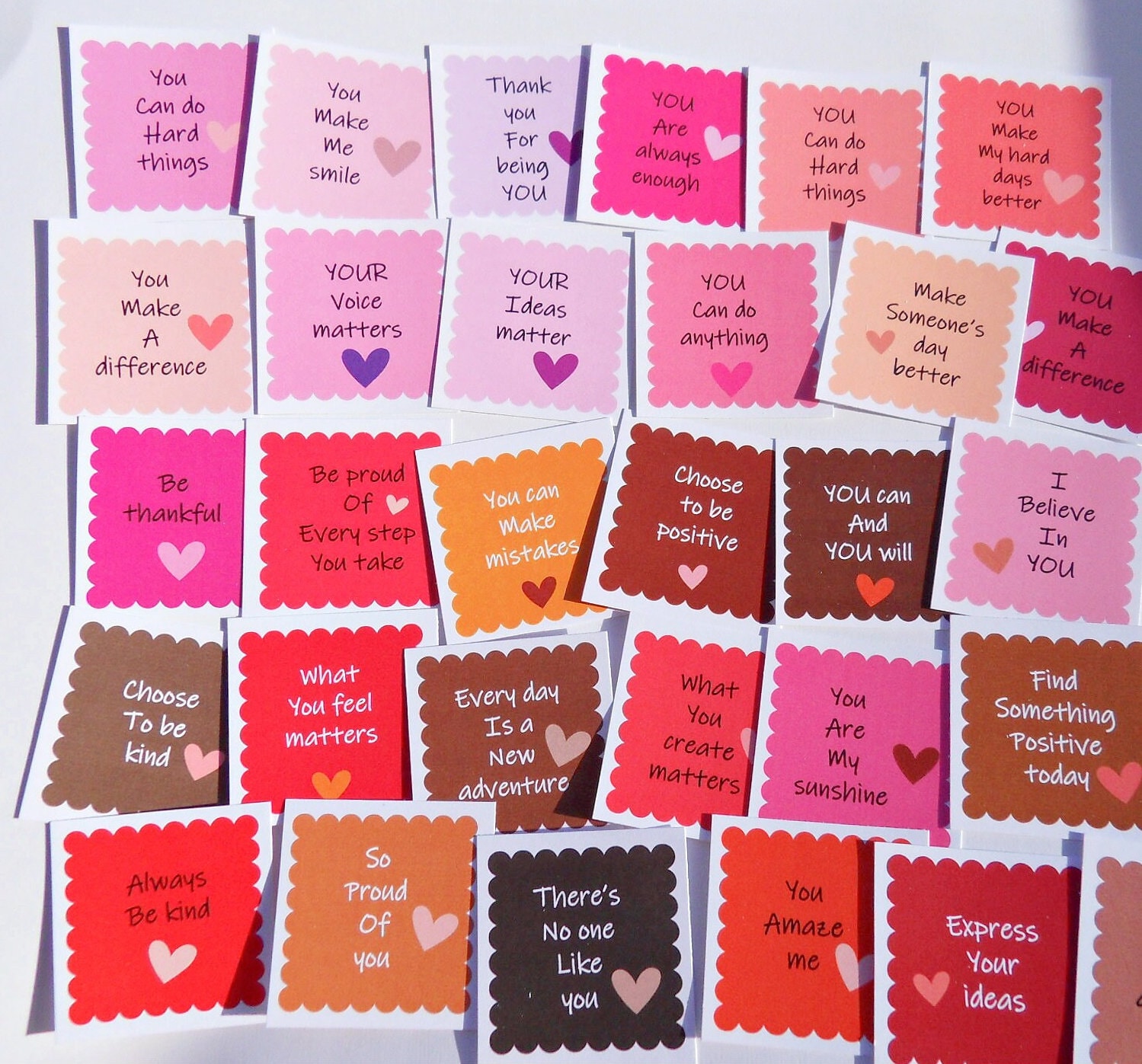 Printable Mini Positivity Cards, 30 Small Encouragement Cards, Digital ...