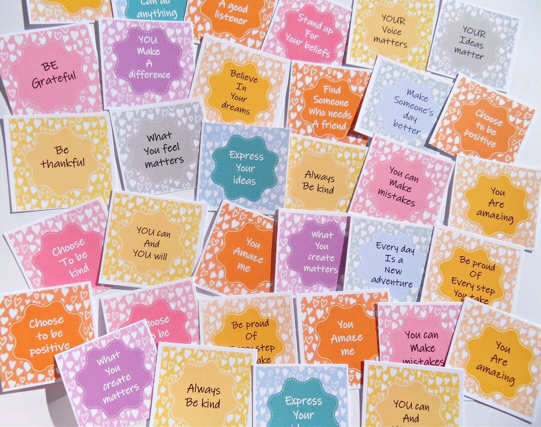Small Encouragement Cards, 36 Mini Positivity Cards, Affirmation Cards ...