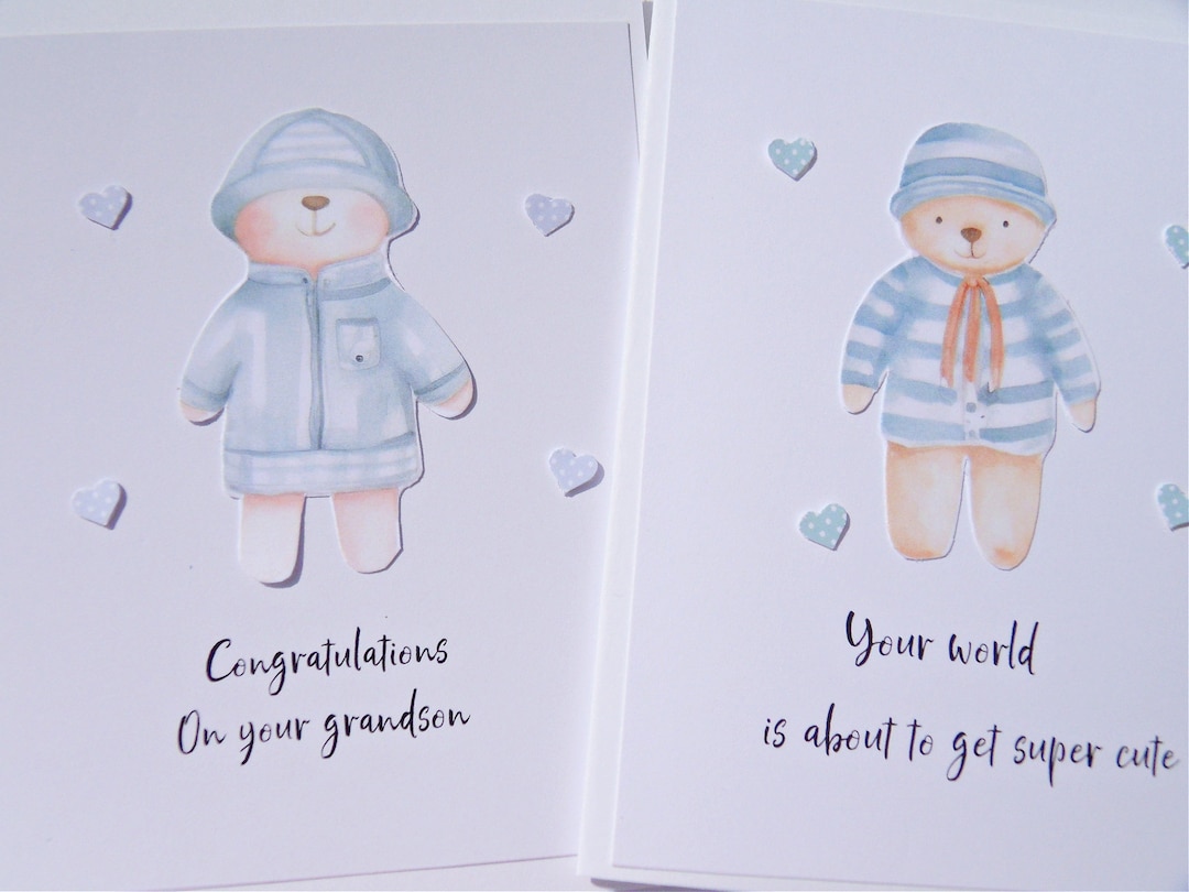 New Grandson Card, Card for Grandparents. Pregnancy Announcement Card ...