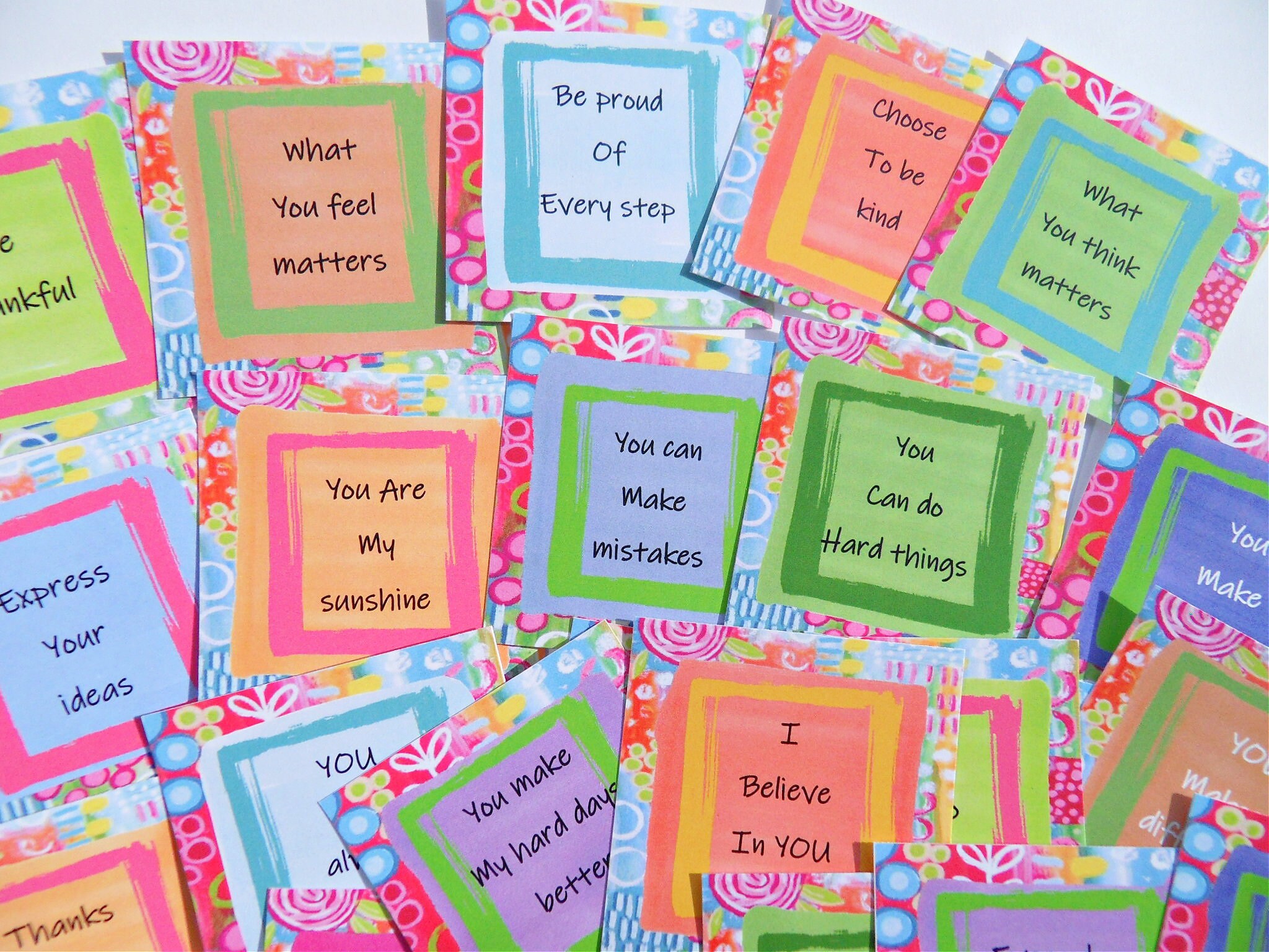 Colorful Mini Encouragement Cards, 24 Positivity Affirmation Cards ...