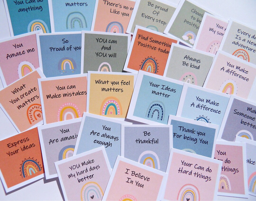 Mini Encouragement Cards, 30 Affirmation Cards, Compliment Cards ...