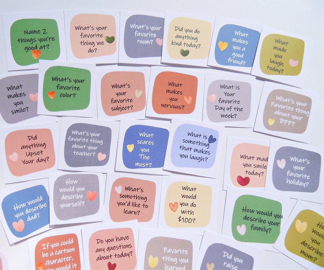 Printable Kids Conversation Starter Cards, 60 Mini Encouragement Cards ...