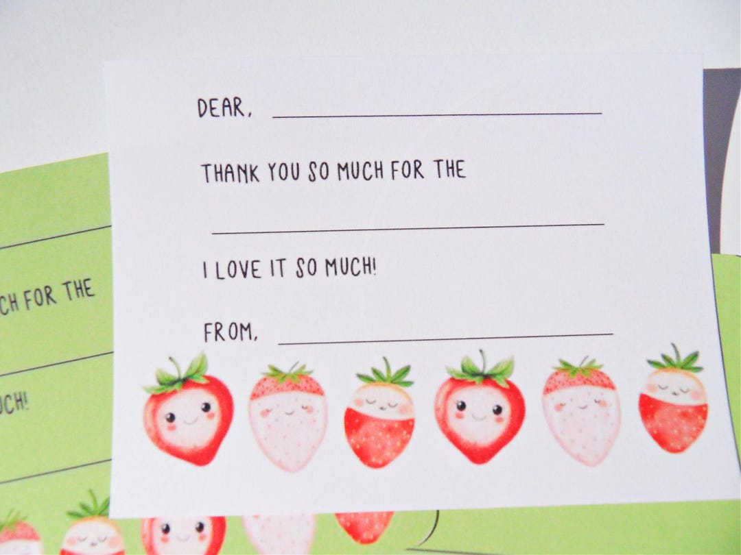 Printable Kids Thank You Cards Fill in the Blank Thank You Note Card ...