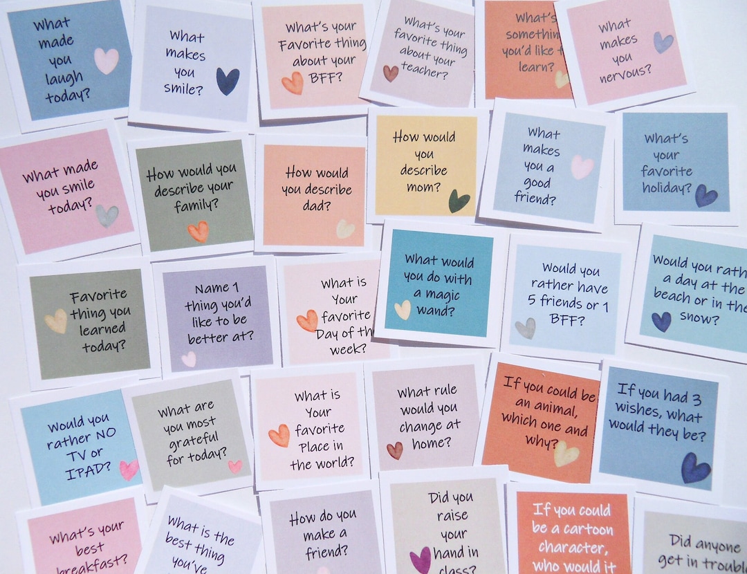 Printable Conversation Starter Cards, 60 Mini Encouragement Cards, Back ...