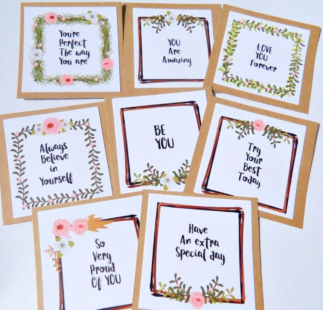 Encouragement Cards, 8 Positivity Cards, Affirmation Cards, Cards for ...