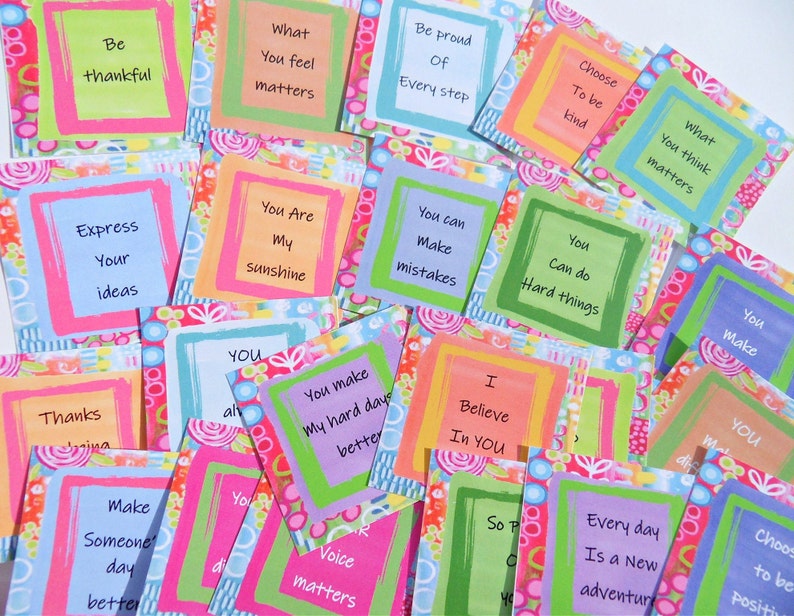 Colorful Mini Encouragement Cards, 24 Positivity Affirmation Cards ...
