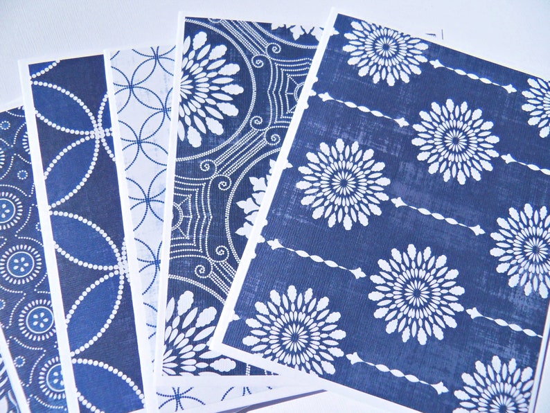 Blue Note Card set 6 cards Every Day Notecards Blue White | Etsy