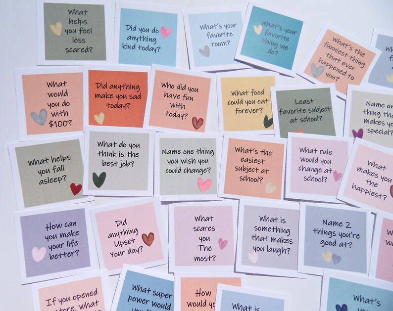 Printable Kids Conversation Starter Cards, 60 Fun Question Cards for ...