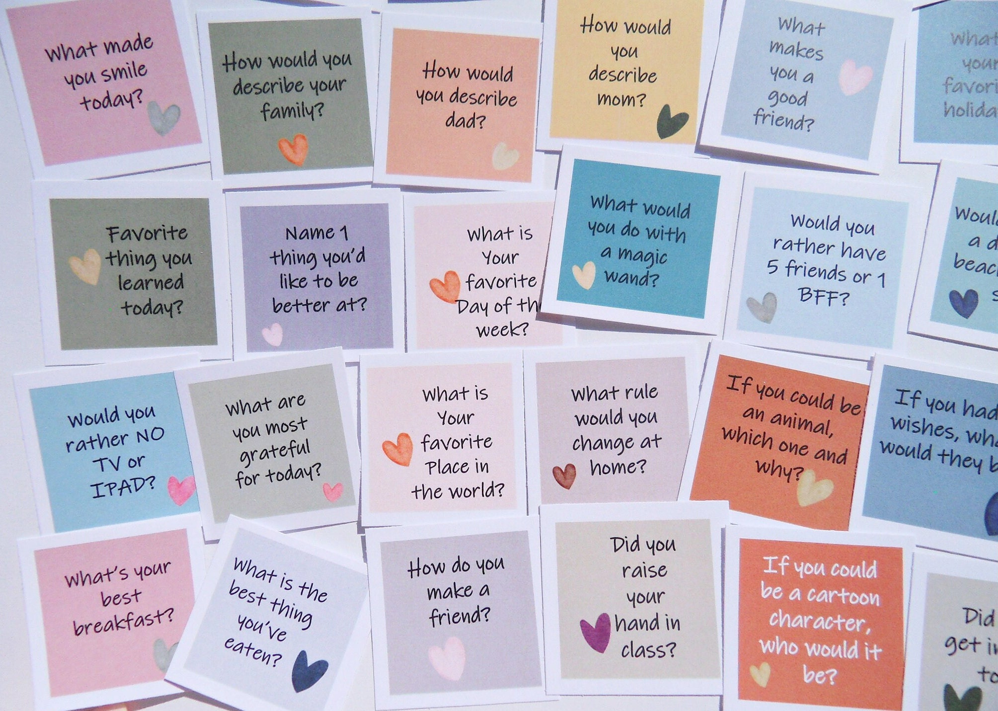 Printable Kids Conversation Starter Cards, 60 Fun Question Cards for ...