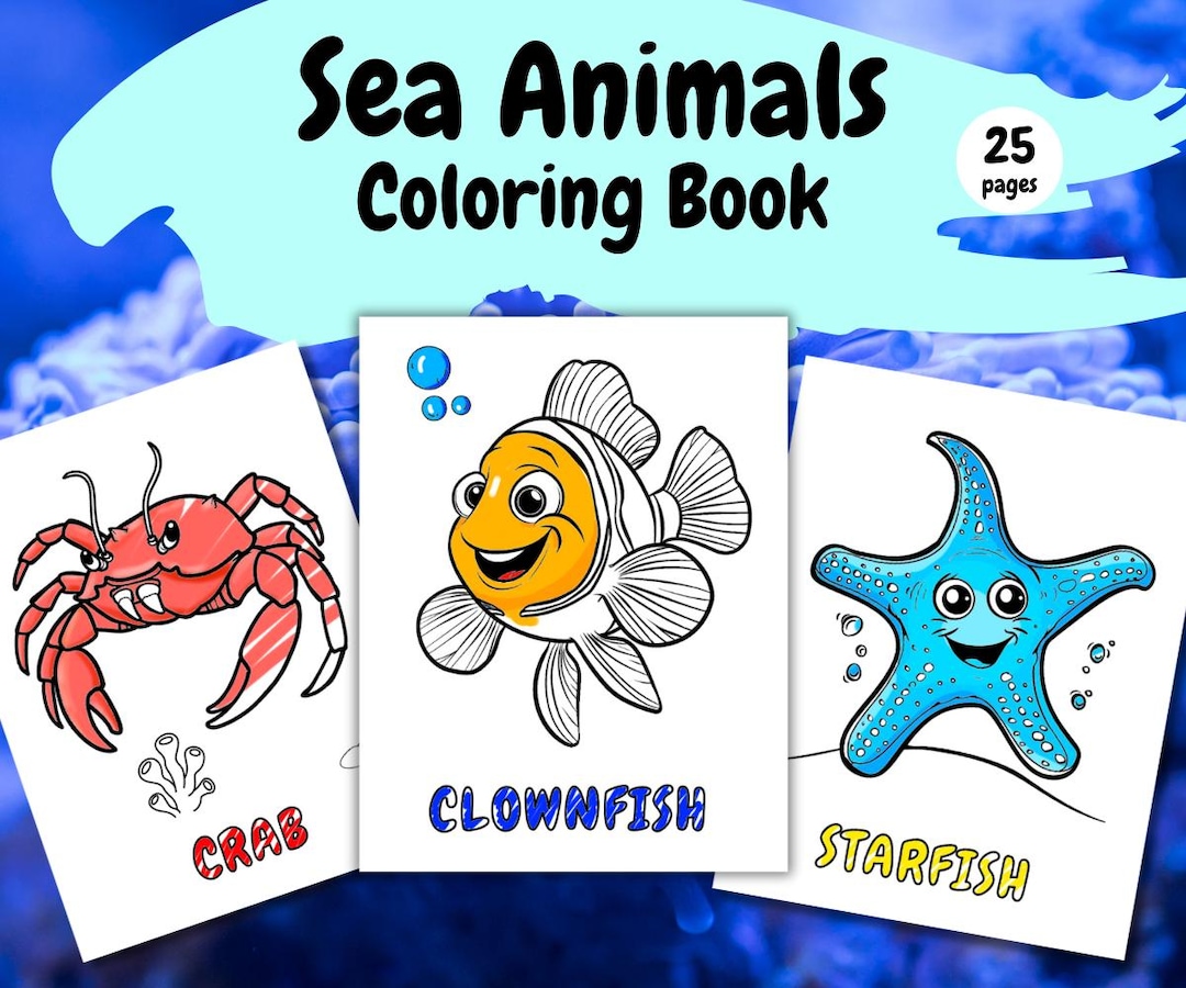 25 Sea Animals Coloring Pages for Kids, Animal Coloring Pages, Ocean ...