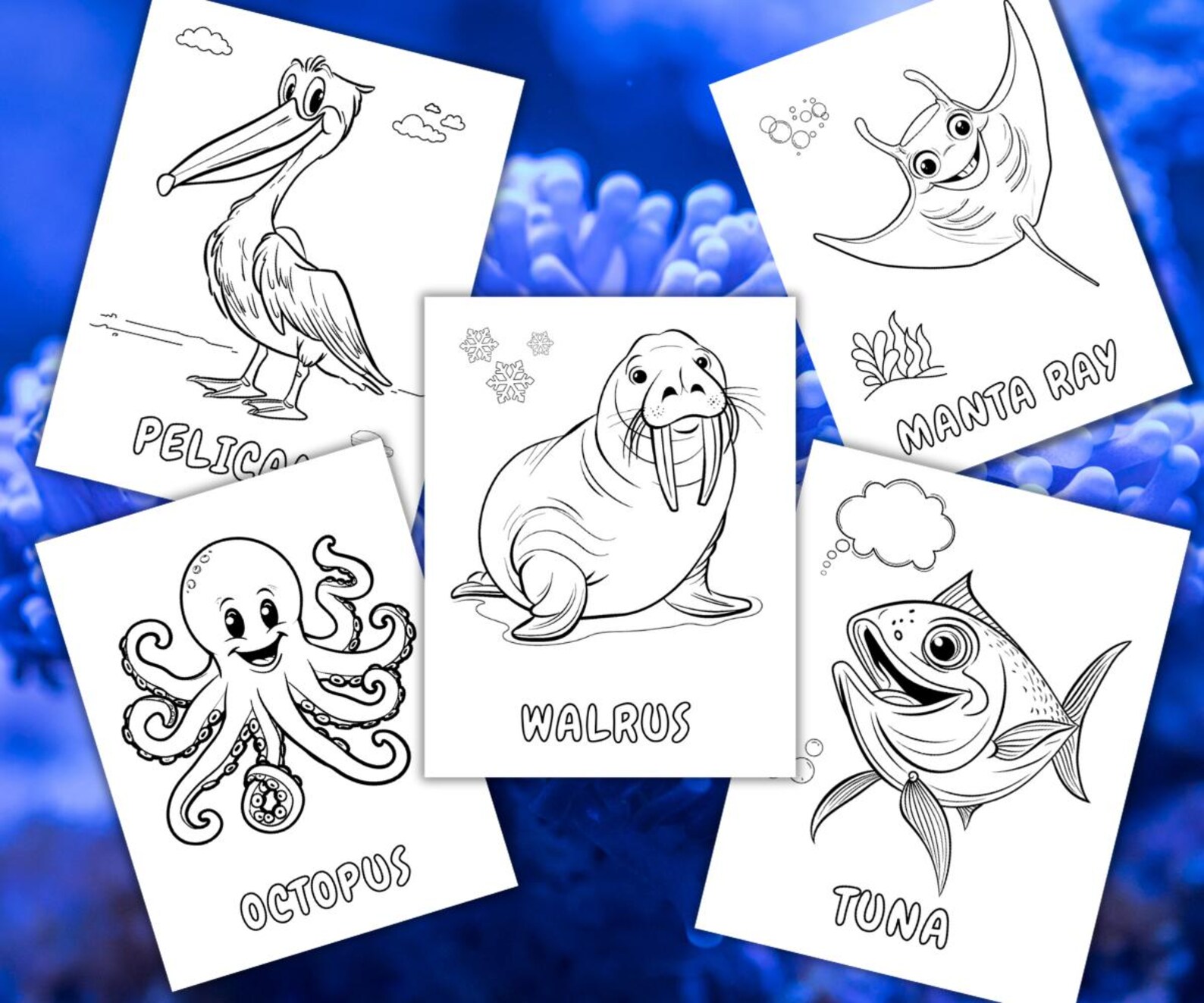 25 Sea Animals Coloring Pages for Kids, Animal Coloring Pages, Ocean ...