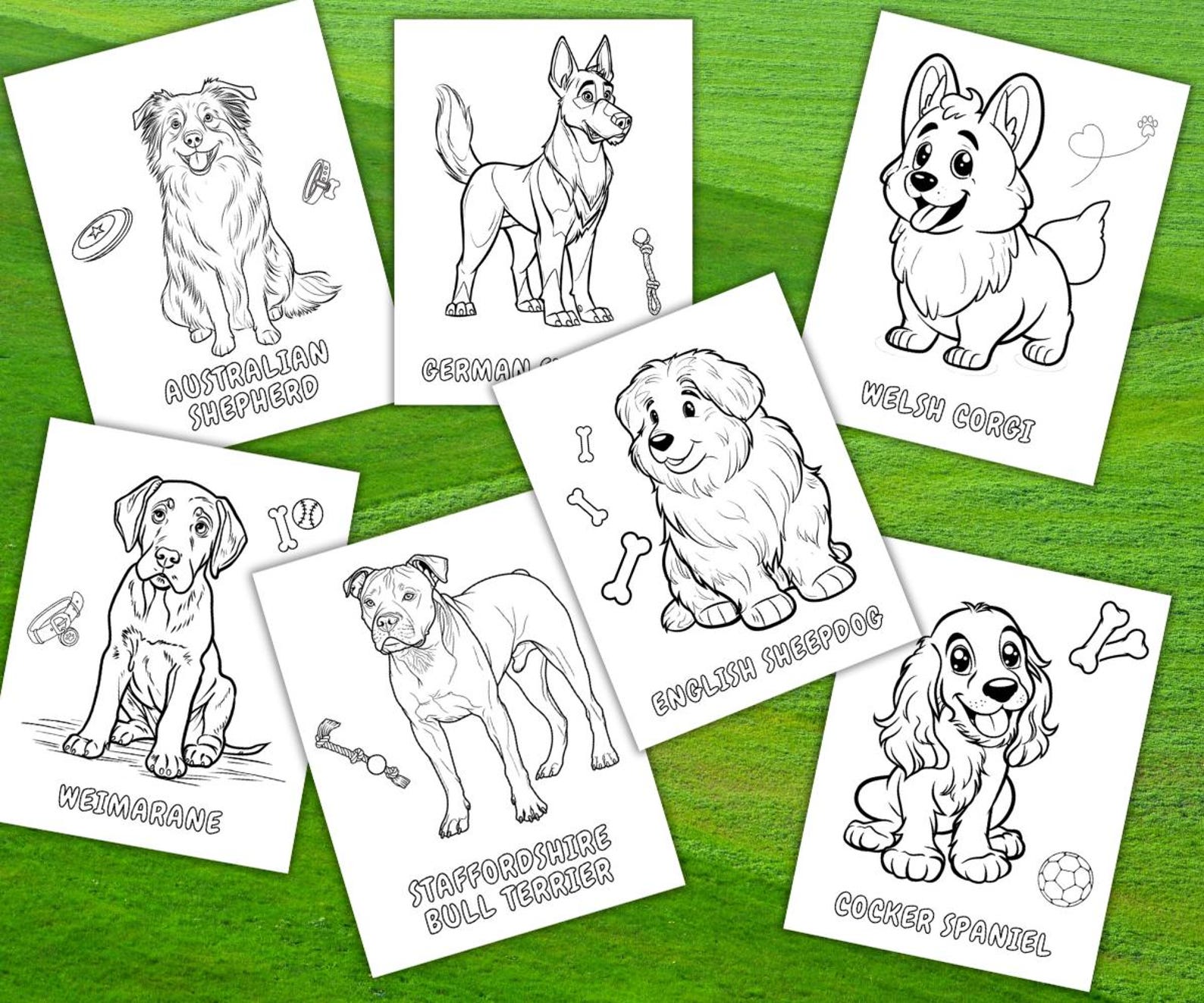 Dog Breeds Coloring Pages, 25 Printable Puppy Coloring Sheets for Kids ...