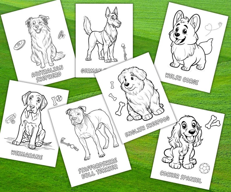 Dogs Breeds Coloring Pages for Adults and Kids, 25 Coloring Pages - Etsy