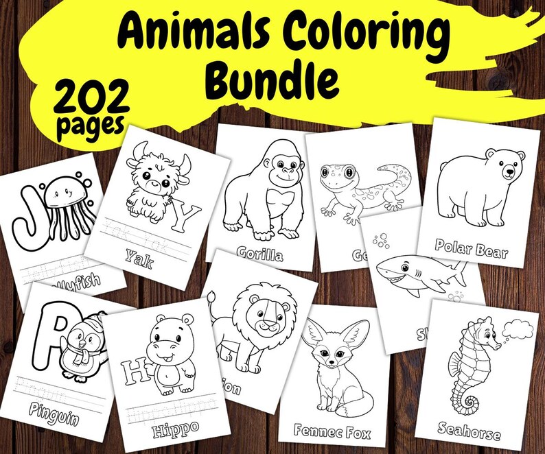 202 Animal Coloring Pages for Kids, Toddlers, Preschoolers, Animal ...