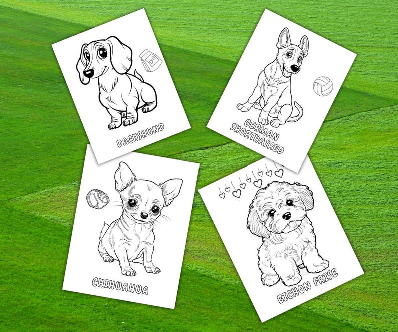 Dogs Breeds Coloring Pages for Adults and Kids, 25 Coloring Pages - Etsy