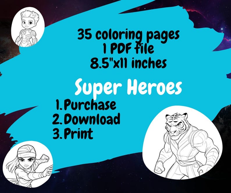 35 Super Heroes Coloring Pages for Kids, Unique Seperhero Coloring Book ...