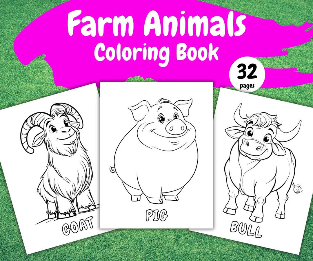 28 Farm Animals Coloring Pages, Farm Coloring Book, Kids Farm Animal ...