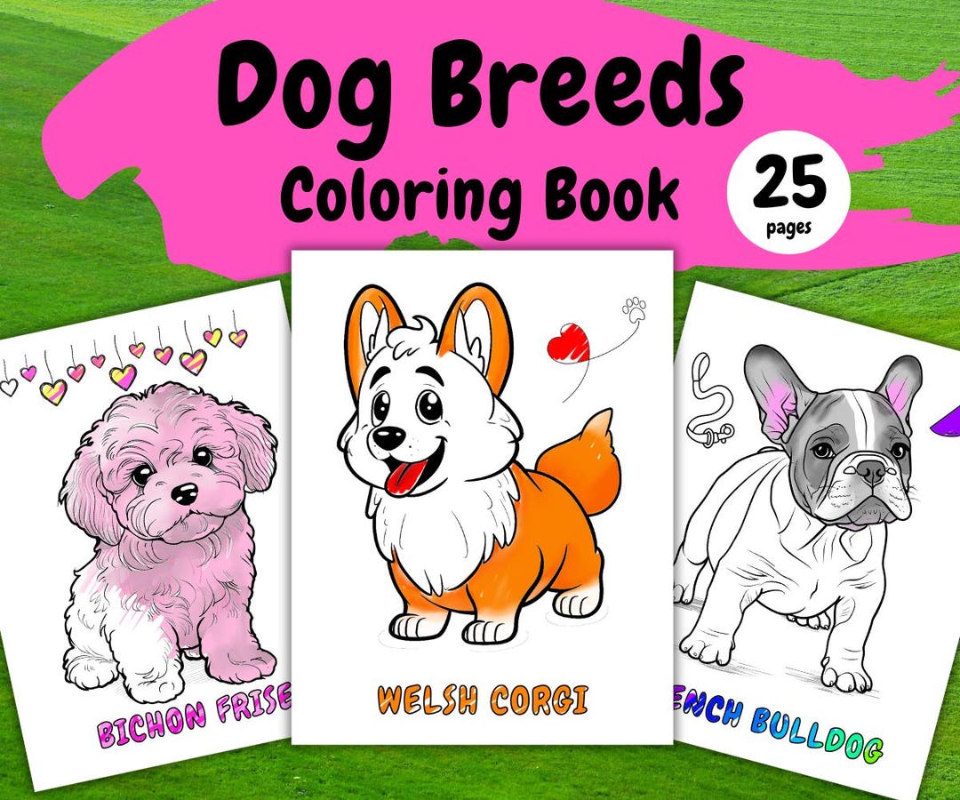 Dogs Breeds Coloring Pages for Adults and Kids, 25 Coloring Pages - Etsy