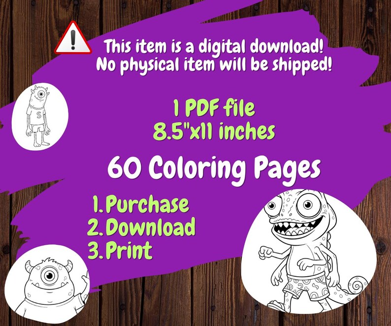 60 Cute Monsters Coloring Pages for Kids, Halloween Monster Coloring ...
