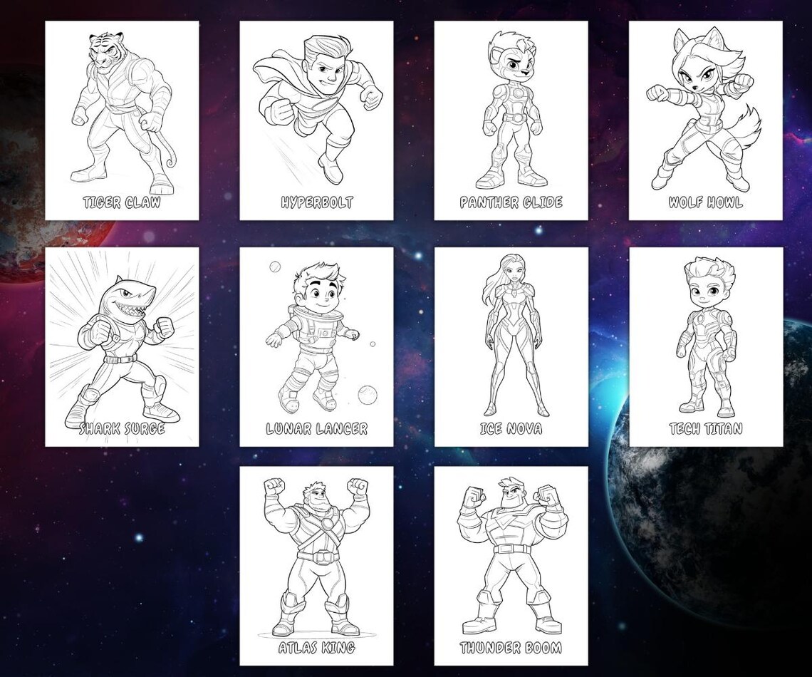 35 Super Heroes Coloring Pages for Kids, Unique Seperhero Coloring Book ...