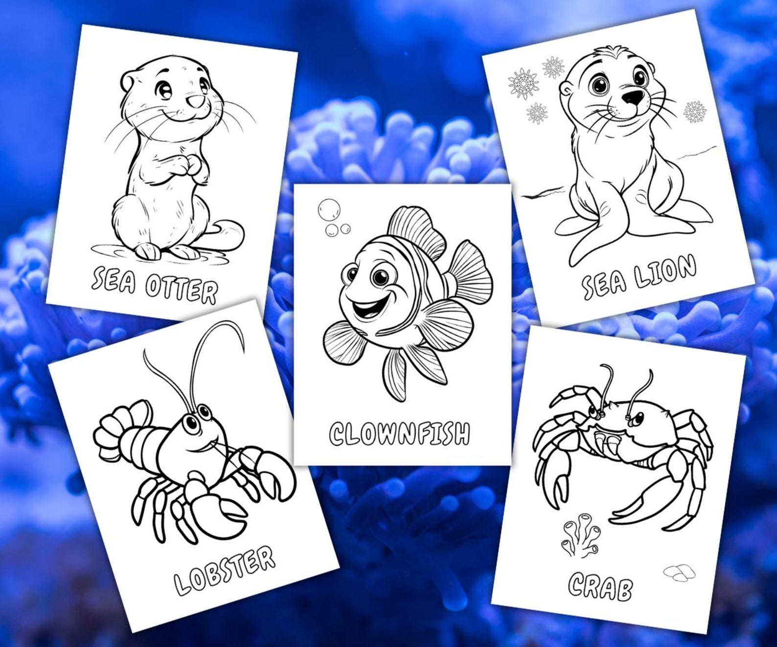 25 Sea Animals Coloring Pages for Kids, Animal Coloring Pages, Ocean ...