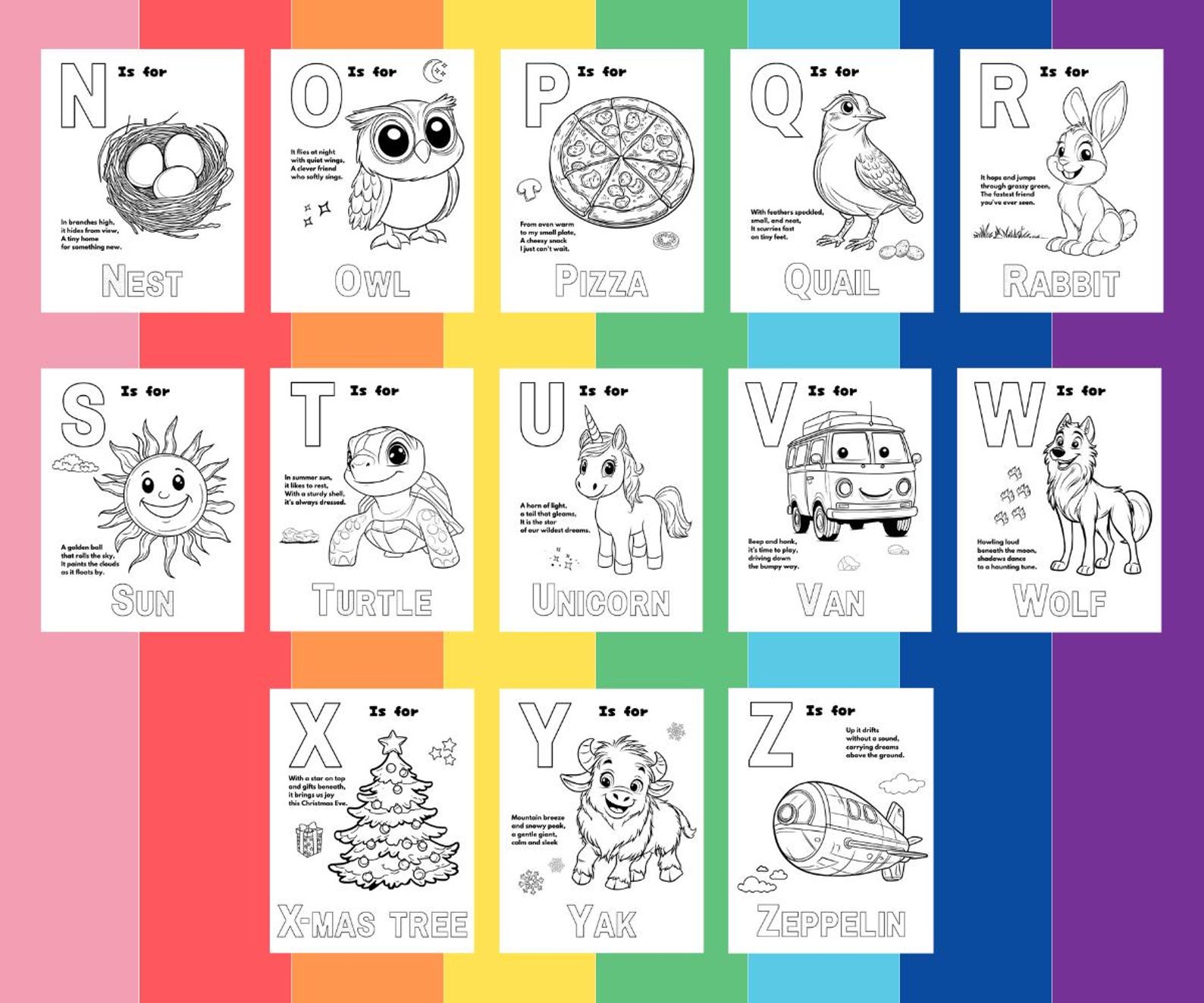 52 Alphabet Coloring Pages, ABC Book, Preschool Coloring Pages ...