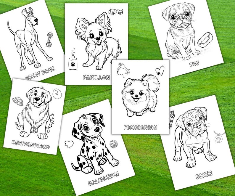 Dogs Breeds Coloring Pages for Adults and Kids, 25 Coloring Pages - Etsy