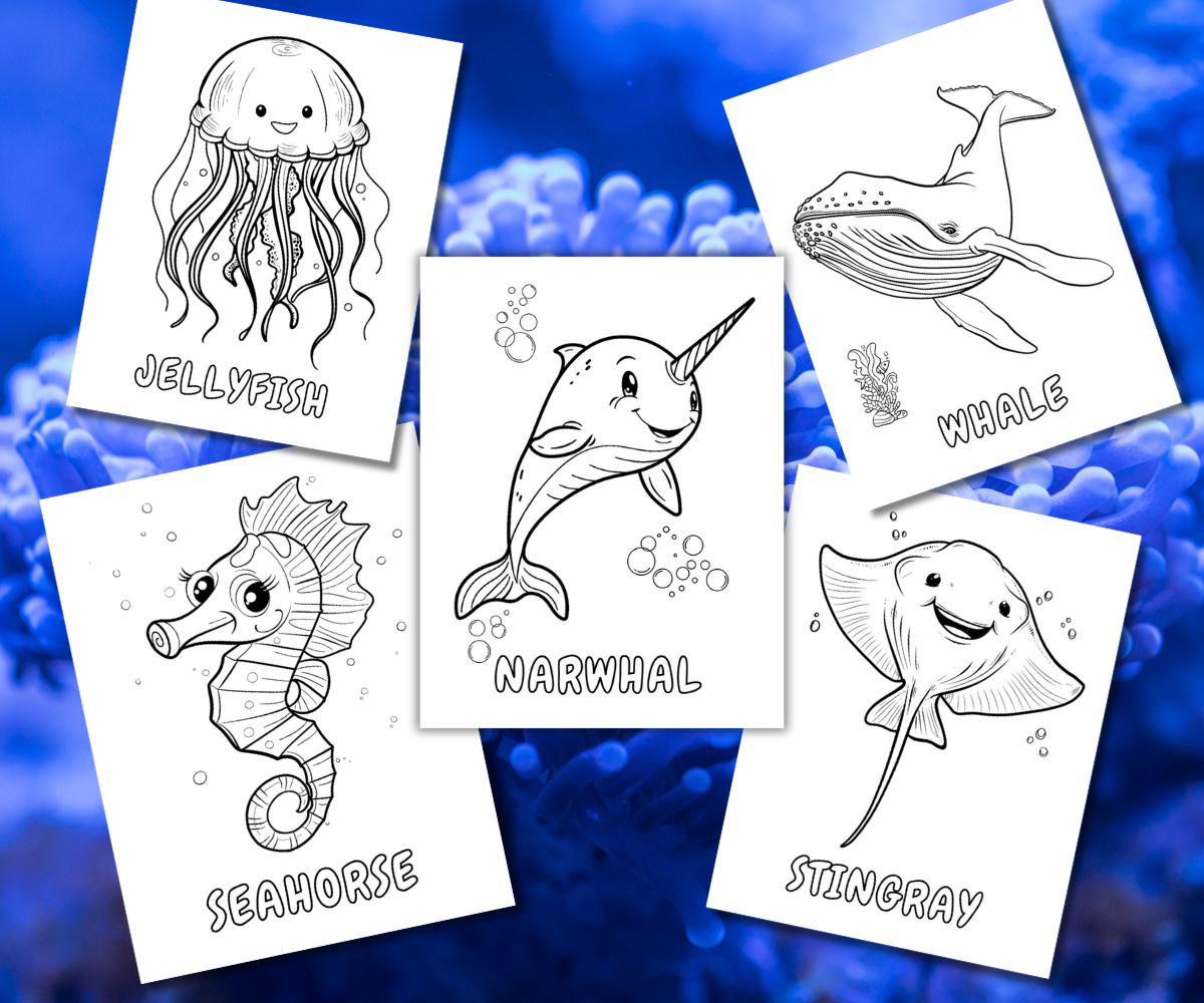 25 Sea Animals Coloring Pages for Kids, Animal Coloring Pages, Ocean ...