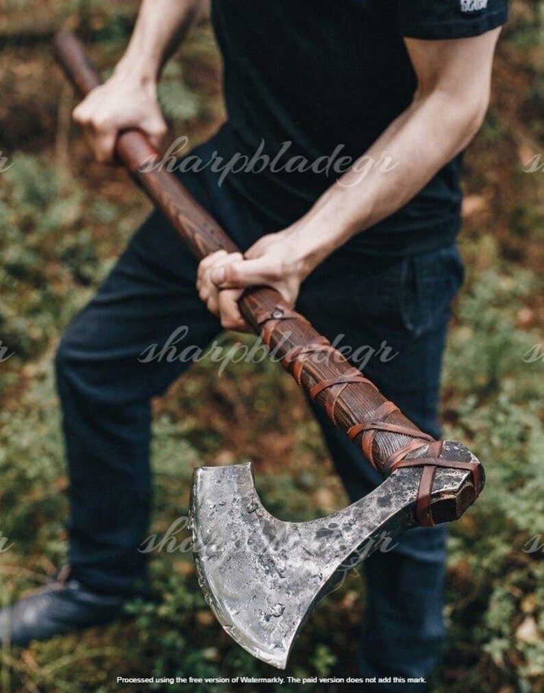 Two Handed Berserker Axe, Hand Forged Steel Axe, Norse Battle Axe, Scandinavian Style Viking Axe ...