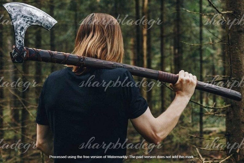 Two Handed Berserker Axe, Hand Forged Steel Axe, Norse Battle Axe, Scandinavian Style Viking Axe ...