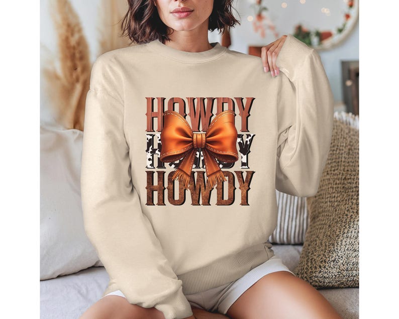 Western Cowgirl Howdy Png, Orange Bow Png, Western Mama Design, Western ...