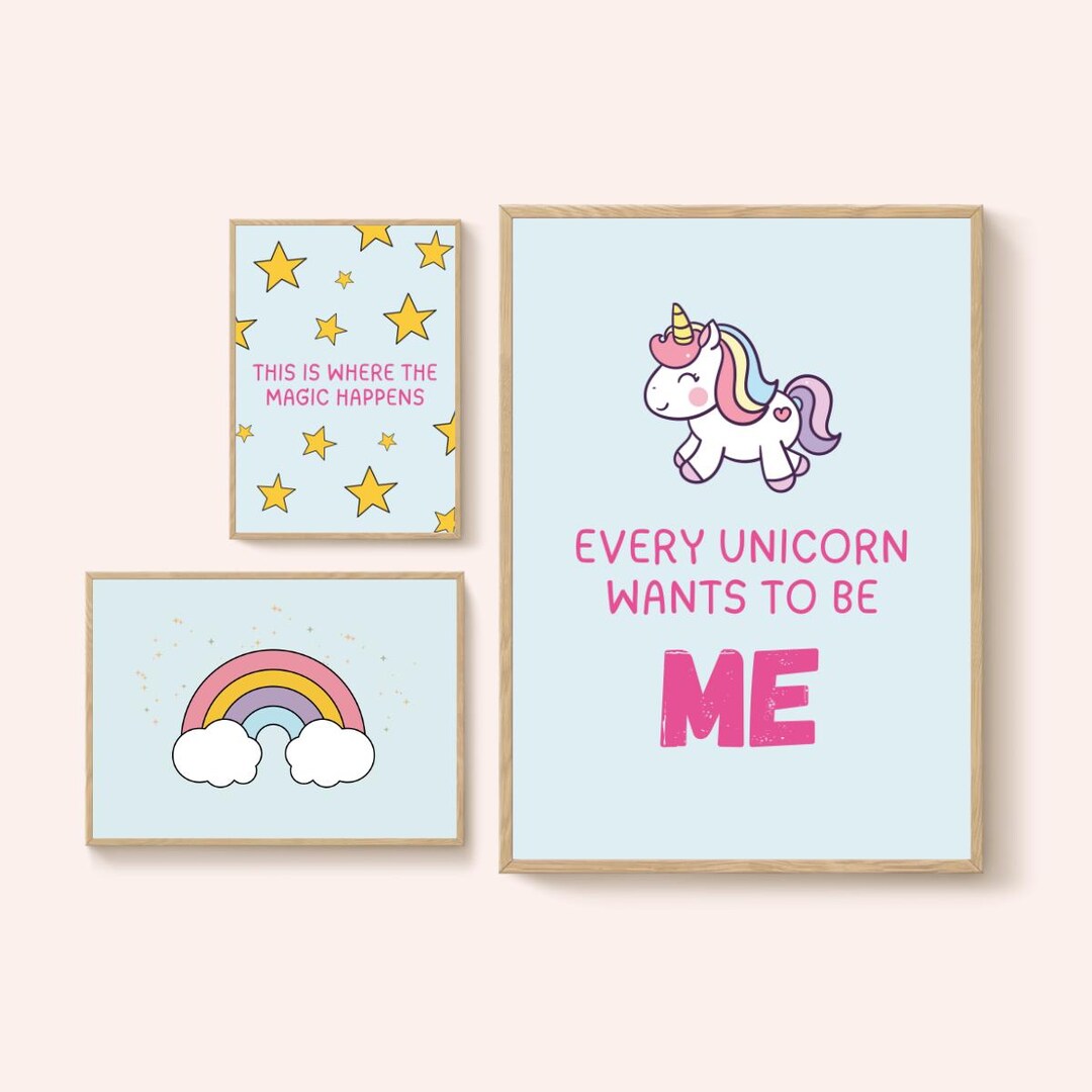 Every Unicorn Wants to Be Me Bundle Empowering Wall Art Girls Room ...
