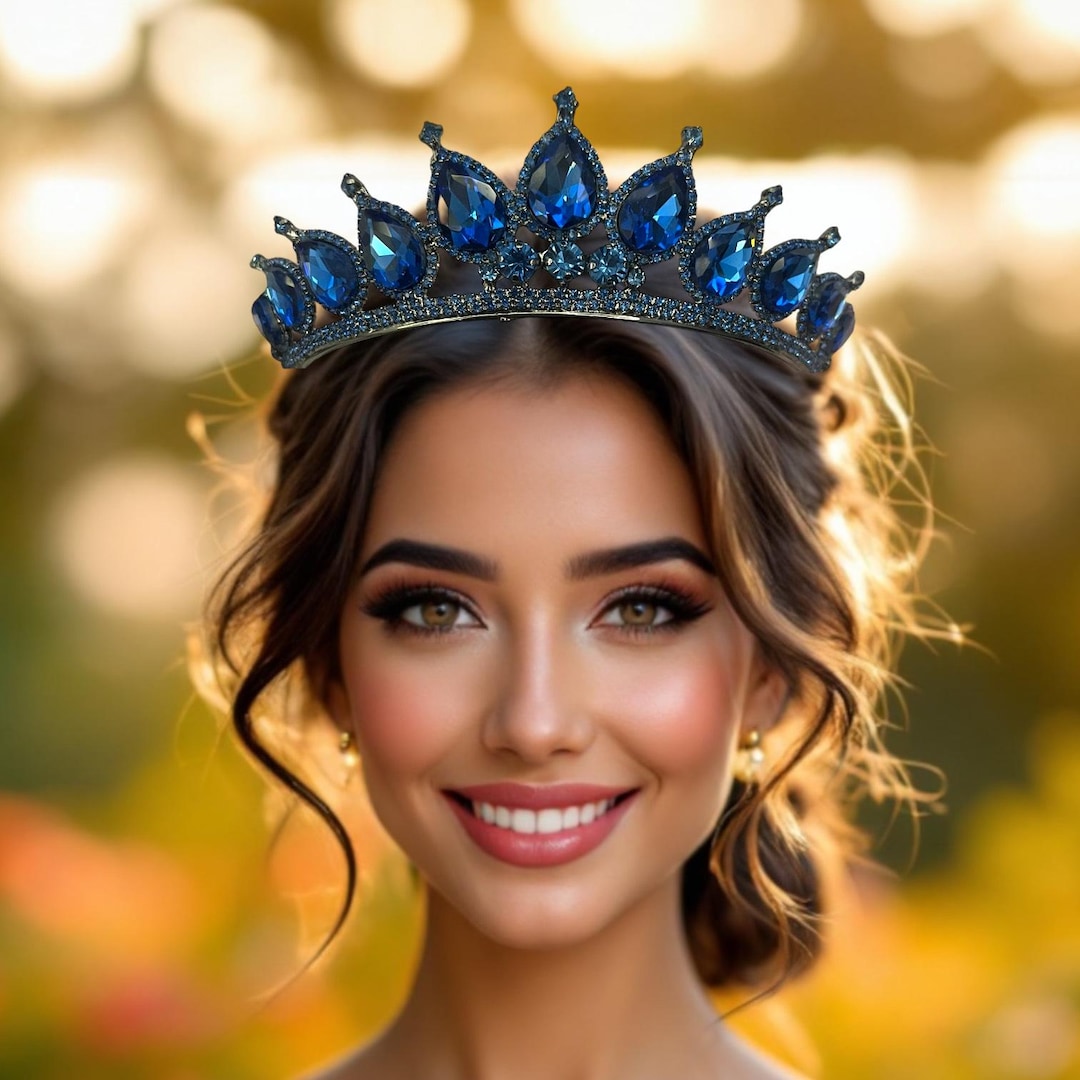 Navy Blue Crown-crystal Tiara-bridesmaid Hair Accessory-party Tiara ...